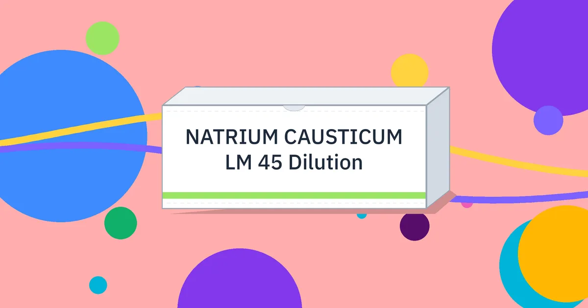 Symbolbild: Packung mit der Aufschrift NATRIUM CAUSTICUM LM 45 Dilution (PZN 12962247) – Verfügbarkeit und Bezug in Apotheken in Frankfurt am Main