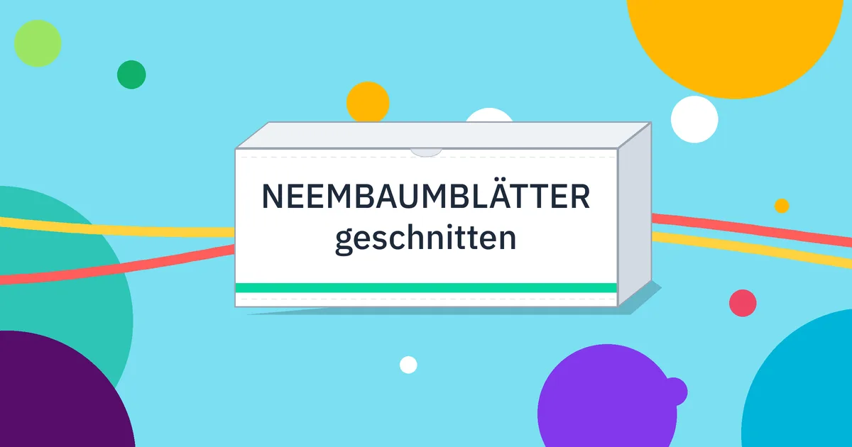 Symbolbild: Packung mit der Aufschrift NEEMBAUMBLÄTTER geschnitten (PZN 14031688) – Verfügbarkeit und Bezug in Apotheken in Frankfurt am Main