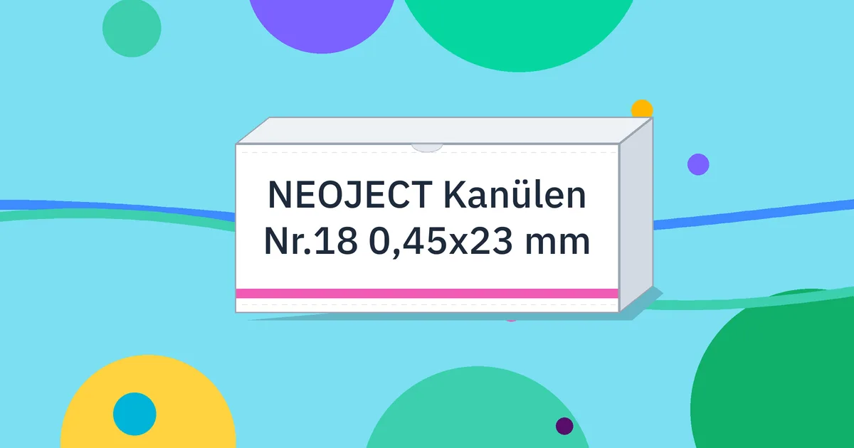 Symbolbild: Packung mit der Aufschrift NEOJECT Kanülen Nr.18 0,45x23 mm (PZN 01818228) – Verfügbarkeit und Bezug in Apotheken in Frankfurt am Main