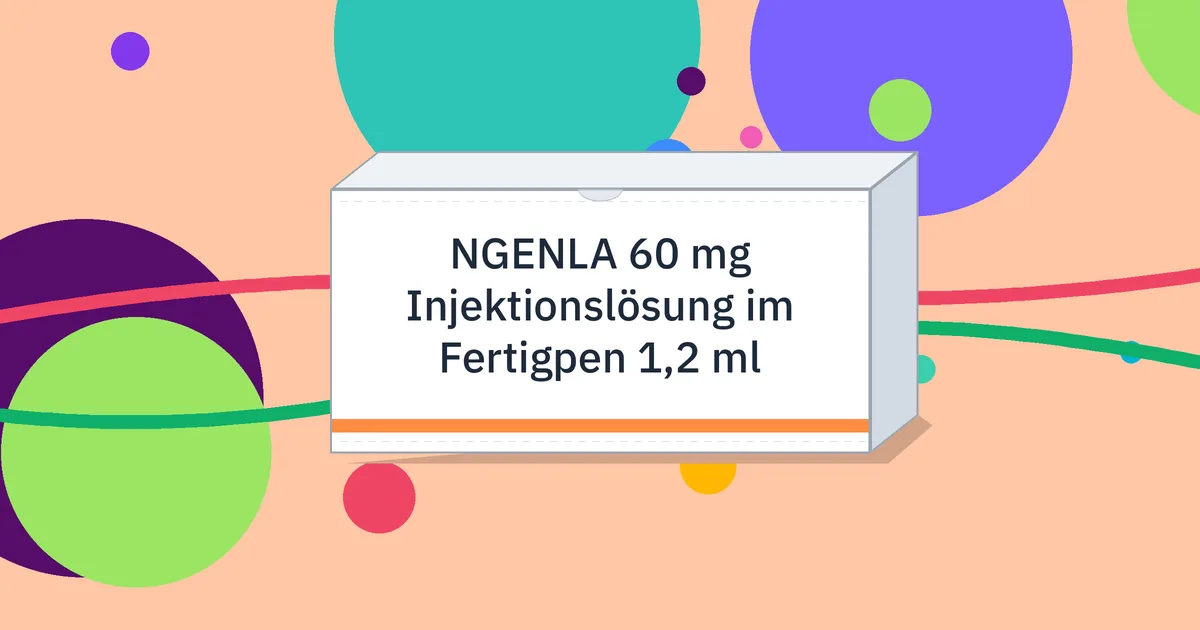 Symbolbild: Packung mit der Aufschrift NGENLA 60 mg Injektionslösung im Fertigpen 1,2 ml (PZN 20387142) – Verfügbarkeit und Bezug in Apotheken in Frankfurt am Main