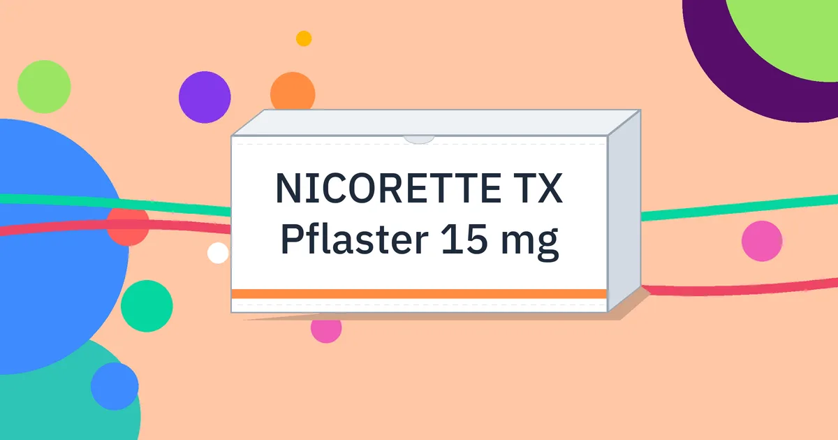 Symbolbild: Packung mit der Aufschrift NICORETTE TX Pflaster 15 mg (PZN 18777462) – Verfügbarkeit und Bezug in Apotheken in Frankfurt am Main