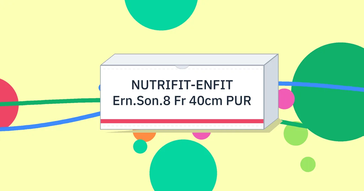 Symbolbild: Packung mit der Aufschrift NUTRIFIT-ENFIT Ern.Son.8 Fr 40cm PUR (PZN 14186876) – Verfügbarkeit und Bezug in Apotheken in Frankfurt am Main