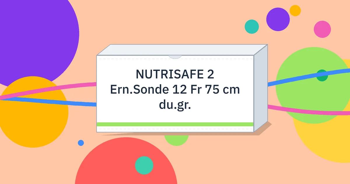 Symbolbild: Packung mit der Aufschrift NUTRISAFE 2 Ern.Sonde 12 Fr 75 cm du.gr. (PZN 04982537) – Verfügbarkeit und Bezug in Apotheken in Frankfurt am Main