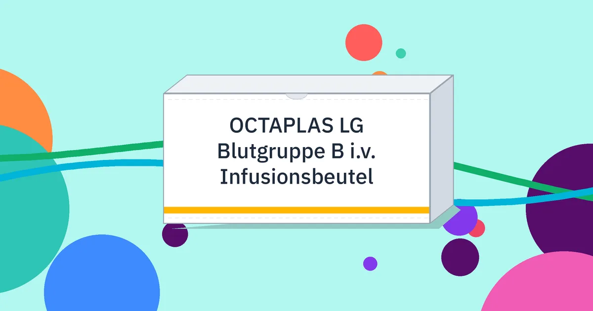 Symbolbild: Packung mit der Aufschrift OCTAPLAS LG Blutgruppe B i.v. Infusionsbeutel (PZN 09166512) – Verfügbarkeit und Bezug in Apotheken in Frankfurt am Main