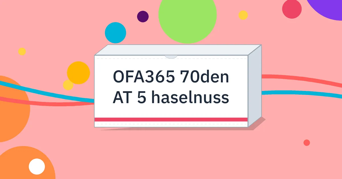 Symbolbild: Packung mit der Aufschrift OFA365 70den AT 5 haselnuss (PZN 16722592) – Verfügbarkeit und Bezug in Apotheken in Frankfurt am Main
