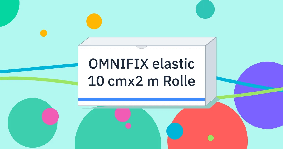 Symbolbild: Packung mit der Aufschrift OMNIFIX elastic 10 cmx2 m Rolle (PZN 18874975) – Verfügbarkeit und Bezug in Apotheken in Frankfurt am Main