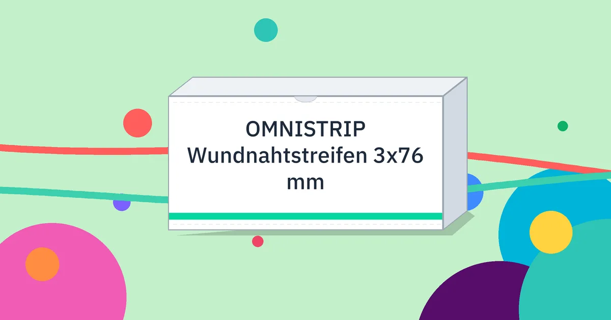 Symbolbild: Packung mit der Aufschrift OMNISTRIP Wundnahtstreifen 3x76 mm (PZN 00696415) – Verfügbarkeit und Bezug in Apotheken in Frankfurt am Main