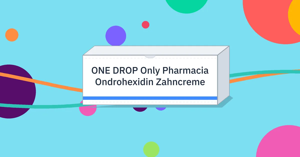 Symbolbild: Packung mit der Aufschrift ONE DROP Only Pharmacia Ondrohexidin Zahncreme (PZN 12388498) – Verfügbarkeit und Bezug in Apotheken in Frankfurt am Main