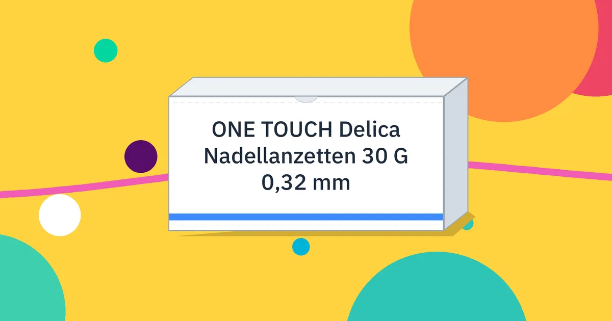 Symbolbild: Packung mit der Aufschrift ONE TOUCH Delica Nadellanzetten 30 G 0,32 mm (PZN 14372202) – Verfügbarkeit und Bezug in Apotheken in Frankfurt am Main