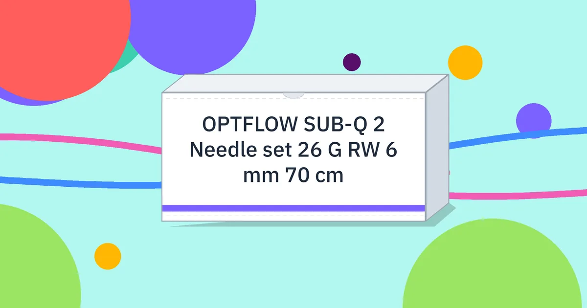 Symbolbild: Packung mit der Aufschrift OPTFLOW SUB-Q 2 Needle set 26 G RW 6 mm 70 cm (PZN 16801239) – Verfügbarkeit und Bezug in Apotheken in Frankfurt am Main