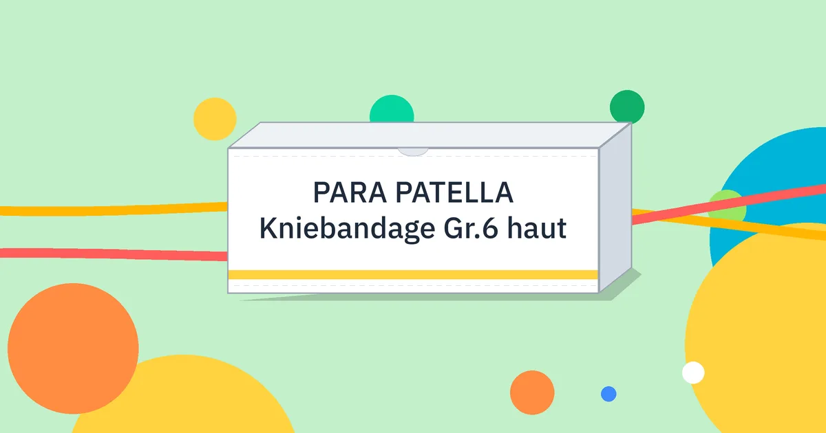 Symbolbild: Packung mit der Aufschrift PARA PATELLA Kniebandage Gr.6 haut (PZN 03317281) – Verfügbarkeit und Bezug in Apotheken in Frankfurt am Main