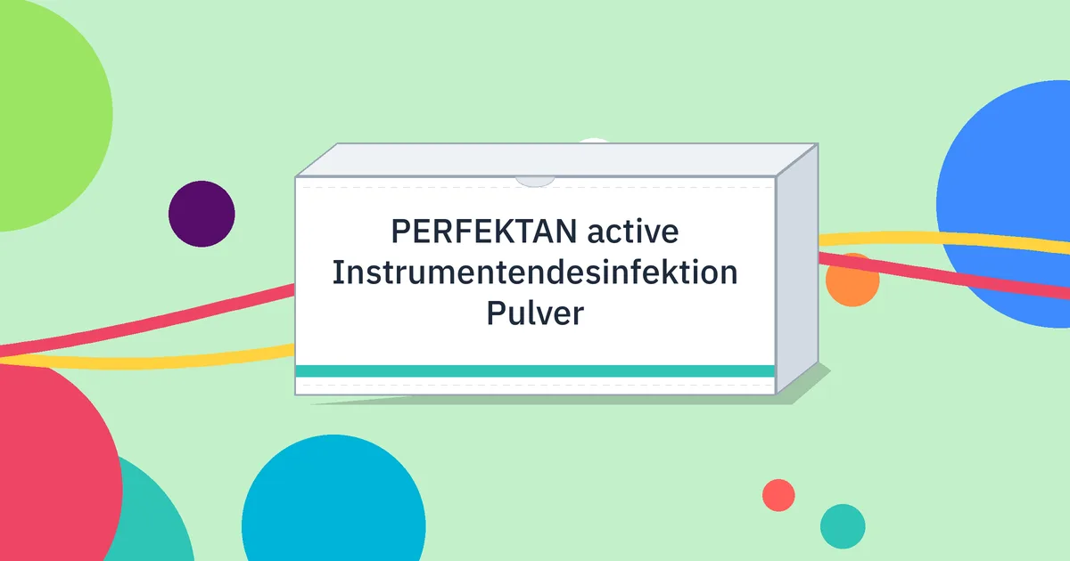 Symbolbild: Packung mit der Aufschrift PERFEKTAN active Instrumentendesinfektion Pulver (PZN 10966229) – Verfügbarkeit und Bezug in Apotheken in Frankfurt am Main