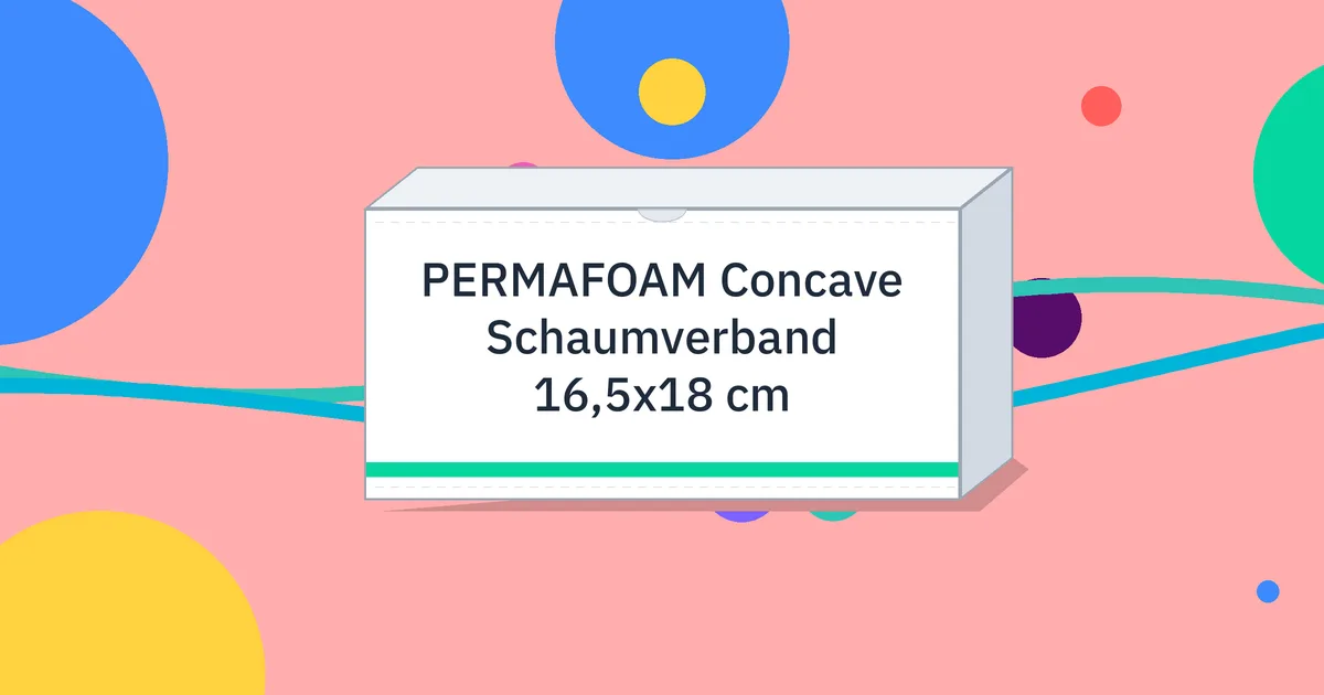Symbolbild: Packung mit der Aufschrift PERMAFOAM Concave Schaumverband 16,5x18 cm (PZN 07244426) – Verfügbarkeit und Bezug in Apotheken in Frankfurt am Main