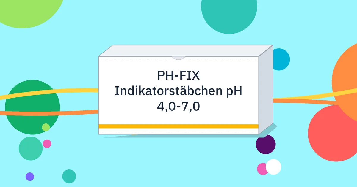 Symbolbild: Packung mit der Aufschrift PH-FIX Indikatorstäbchen pH 4,0-7,0 (PZN 11663494) – Verfügbarkeit und Bezug in Apotheken in Frankfurt am Main