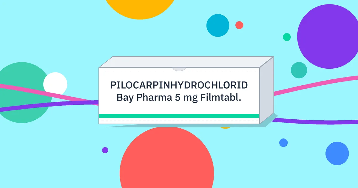 Symbolbild: Packung mit der Aufschrift PILOCARPINHYDROCHLORID Bay Pharma 5 mg Filmtabl. (PZN 18907999) – Verfügbarkeit und Bezug in Apotheken in Frankfurt am Main