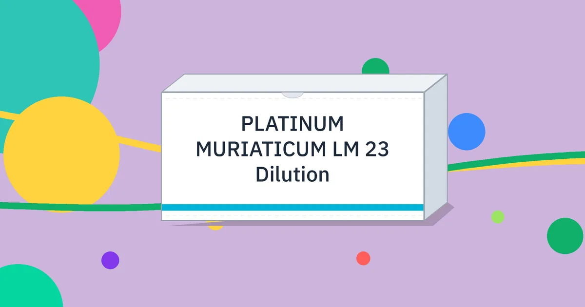 Symbolbild: Packung mit der Aufschrift PLATINUM MURIATICUM LM 23 Dilution (PZN 13648197) – Verfügbarkeit und Bezug in Apotheken in Frankfurt am Main