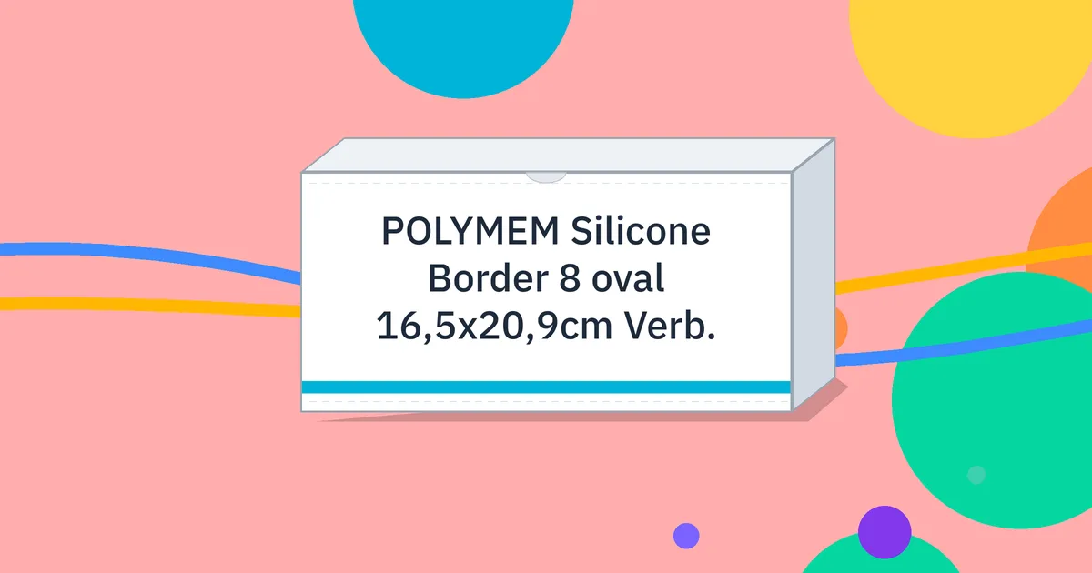 Symbolbild: Packung mit der Aufschrift POLYMEM Silicone Border 8 oval 16,5x20,9cm Verb. (PZN 19622106) – Verfügbarkeit und Bezug in Apotheken in Frankfurt am Main