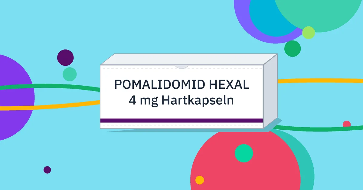 Symbolbild: Packung mit der Aufschrift POMALIDOMID HEXAL 4 mg Hartkapseln (PZN 19136475) – Verfügbarkeit und Bezug in Apotheken in Frankfurt am Main