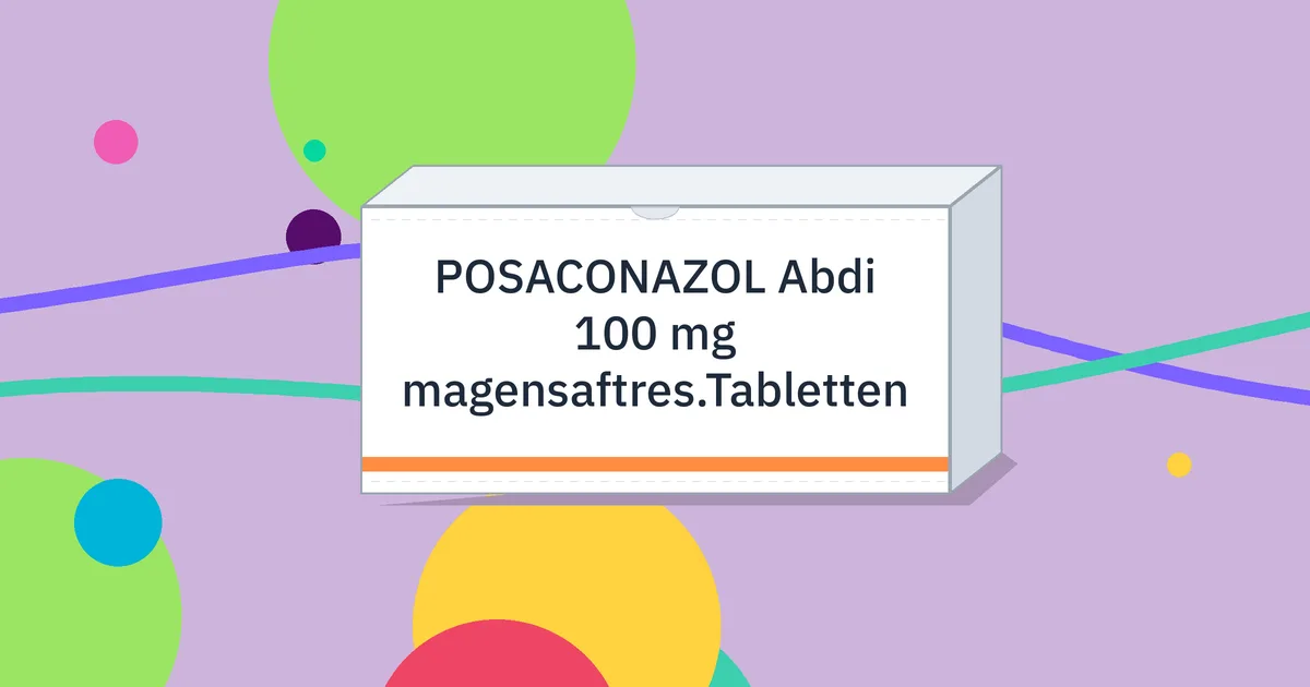 Symbolbild: Packung mit der Aufschrift POSACONAZOL Abdi 100 mg magensaftres.Tabletten (PZN 18275855) – Verfügbarkeit und Bezug in Apotheken in Frankfurt am Main