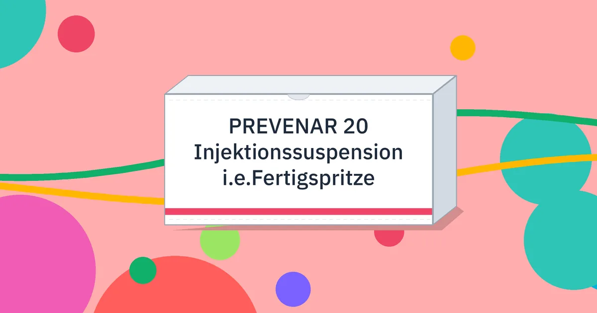 Symbolbild: Packung mit der Aufschrift PREVENAR 20 Injektionssuspension i.e.Fertigspritze (PZN 19182038) – Verfügbarkeit und Bezug in Apotheken in Frankfurt am Main