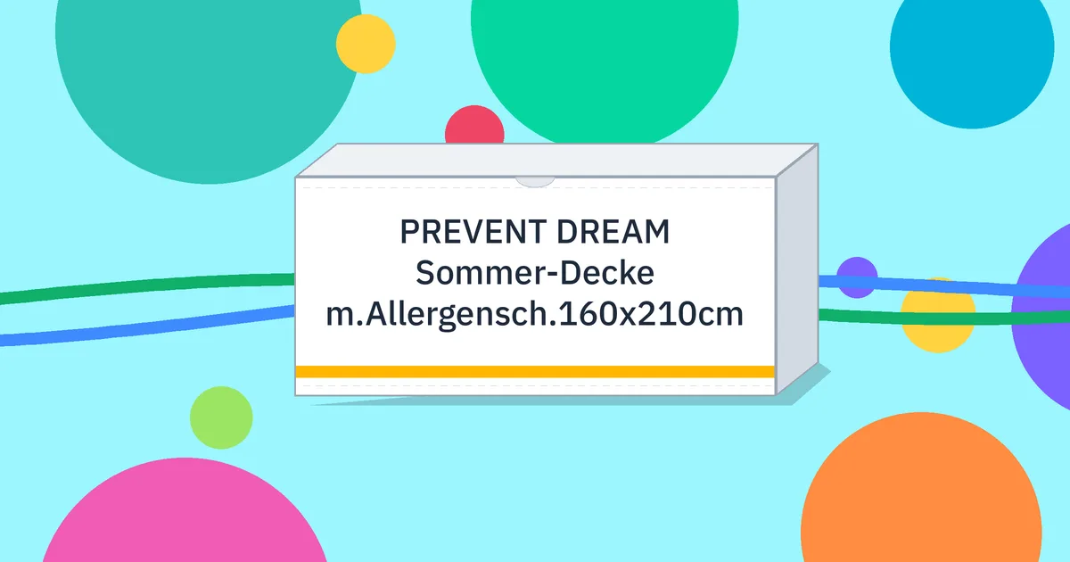Symbolbild: Packung mit der Aufschrift PREVENT DREAM Sommer-Decke m.Allergensch.160x210cm (PZN 18760591) – Verfügbarkeit und Bezug in Apotheken in Frankfurt am Main