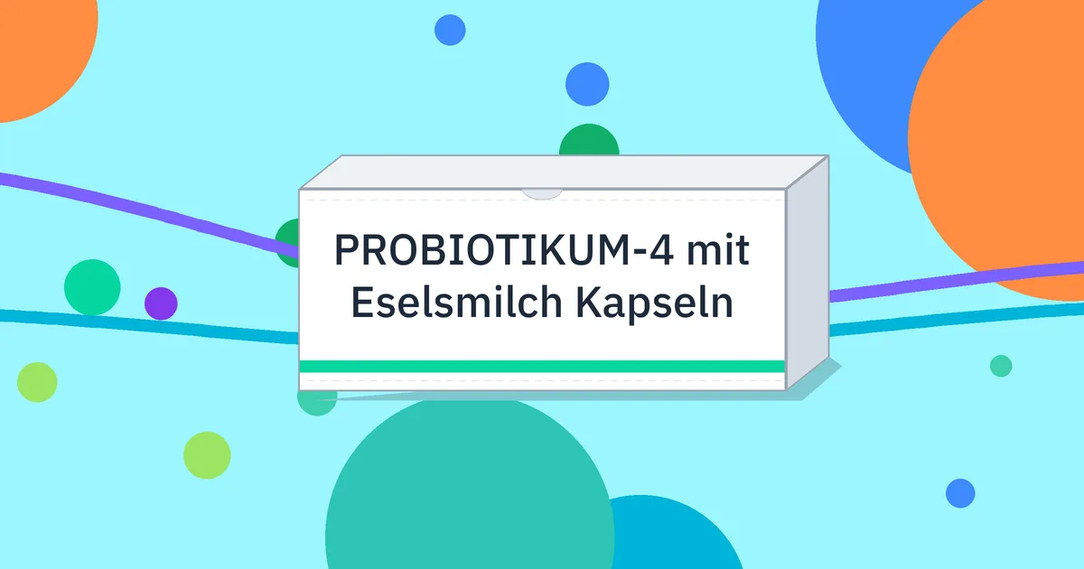 Symbolbild: Packung mit der Aufschrift PROBIOTIKUM-4 mit Eselsmilch Kapseln (PZN 19399766) – Verfügbarkeit und Bezug in Apotheken in Frankfurt am Main