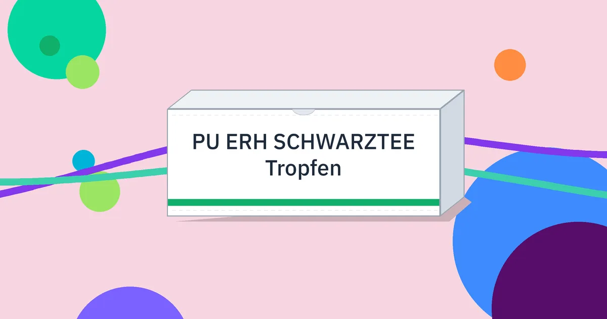 Symbolbild: Packung mit der Aufschrift PU ERH SCHWARZTEE Tropfen (PZN 15893788) – Verfügbarkeit und Bezug in Apotheken in Frankfurt am Main