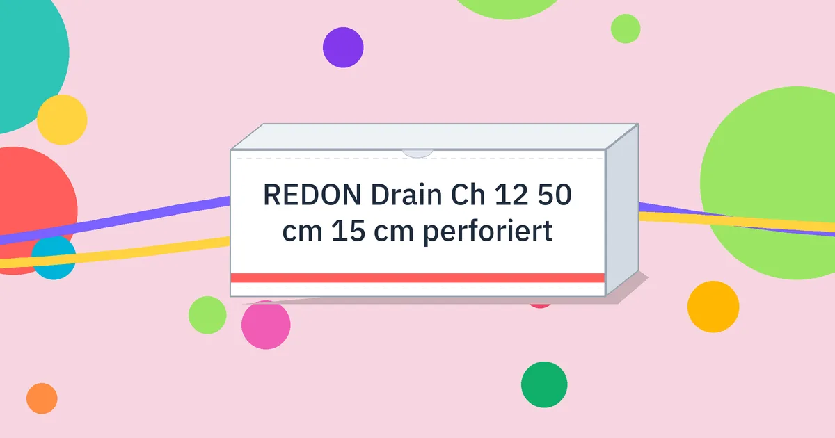 Symbolbild: Packung mit der Aufschrift REDON Drain Ch 12 50 cm 15 cm perforiert (PZN 01042153) – Verfügbarkeit und Bezug in Apotheken in Frankfurt am Main