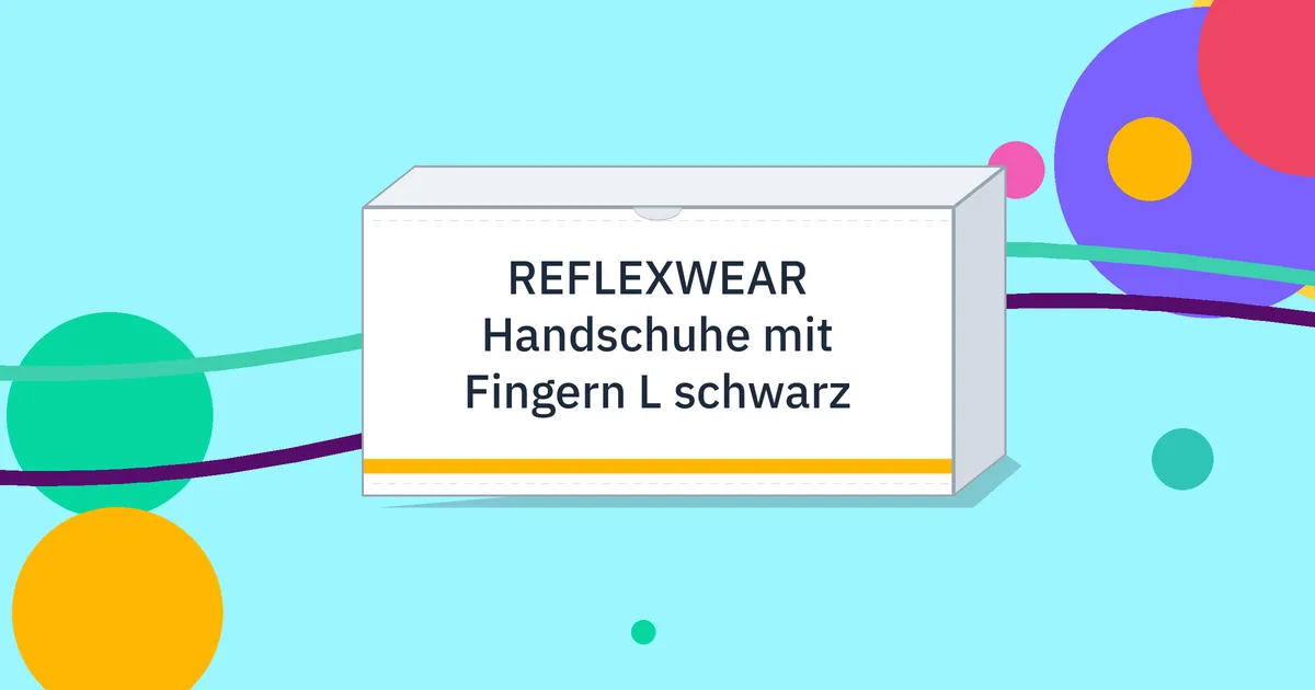 Symbolbild: Packung mit der Aufschrift REFLEXWEAR Handschuhe mit Fingern L schwarz (PZN 15736273) – Verfügbarkeit und Bezug in Apotheken in Frankfurt am Main