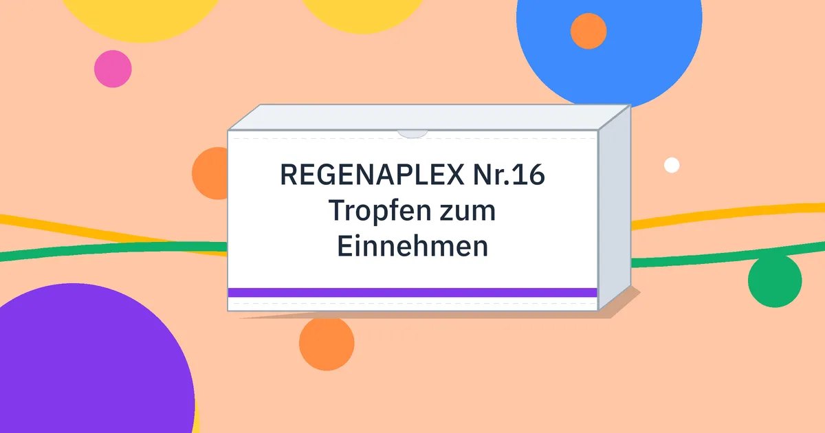 Symbolbild: Packung mit der Aufschrift REGENAPLEX Nr.16 Tropfen zum Einnehmen (PZN 02642027) – Verfügbarkeit und Bezug in Apotheken in Frankfurt am Main