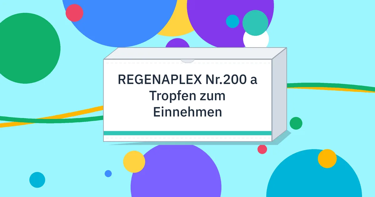 Symbolbild: Packung mit der Aufschrift REGENAPLEX Nr.200 a Tropfen zum Einnehmen (PZN 02643765) – Verfügbarkeit und Bezug in Apotheken in Frankfurt am Main