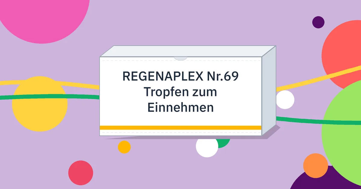 Symbolbild: Packung mit der Aufschrift REGENAPLEX Nr.69 Tropfen zum Einnehmen (PZN 02643245) – Verfügbarkeit und Bezug in Apotheken in Frankfurt am Main
