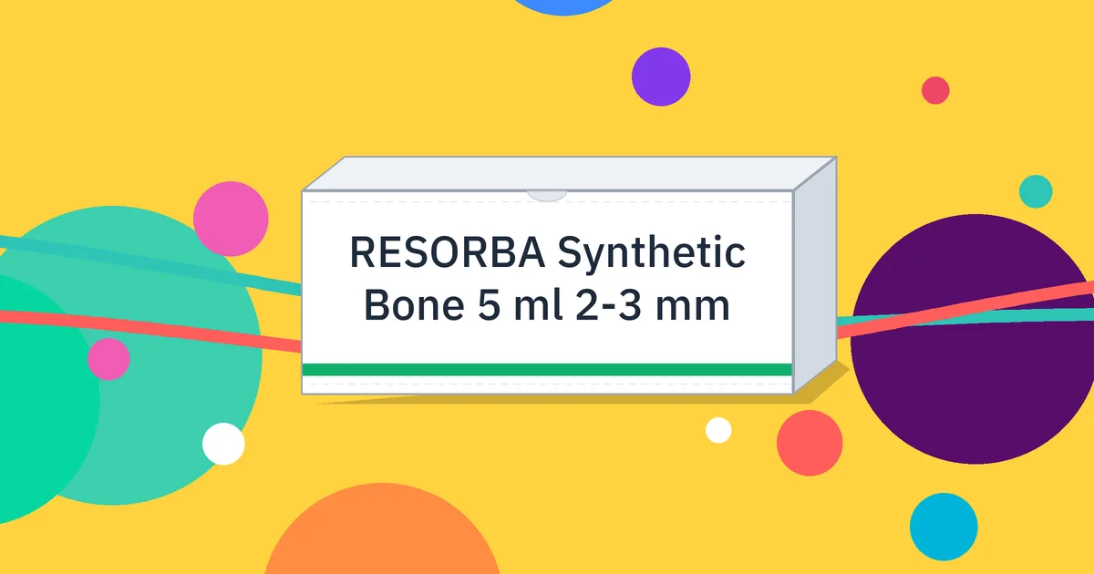 Symbolbild: Packung mit der Aufschrift RESORBA Synthetic Bone 5 ml 2-3 mm (PZN 16857286) – Verfügbarkeit und Bezug in Apotheken in Frankfurt am Main