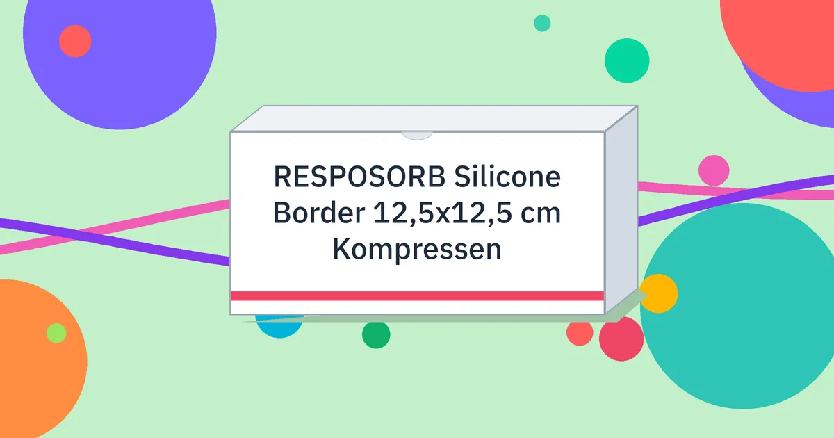 Symbolbild: Packung mit der Aufschrift RESPOSORB Silicone Border 12,5x12,5 cm Kompressen (PZN 20092091) – Verfügbarkeit und Bezug in Apotheken in Frankfurt am Main