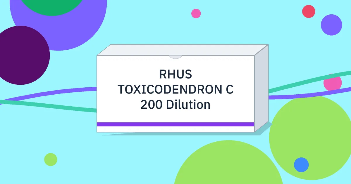 Symbolbild: Packung mit der Aufschrift RHUS TOXICODENDRON C 200 Dilution (PZN 07178907) – Verfügbarkeit und Bezug in Apotheken in Frankfurt am Main