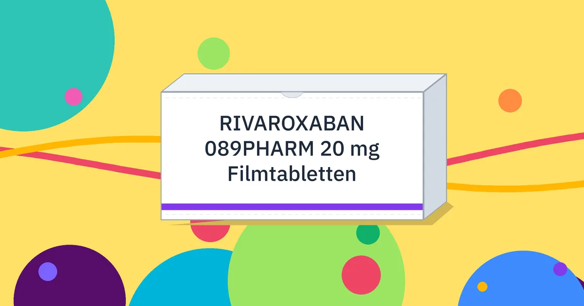 Symbolbild: Packung mit der Aufschrift RIVAROXABAN 089PHARM 20 mg Filmtabletten (PZN 18793113) – Verfügbarkeit und Bezug in Apotheken in Frankfurt am Main