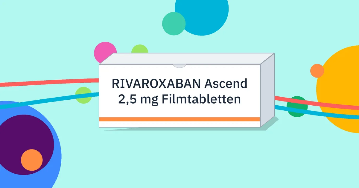 Symbolbild: Packung mit der Aufschrift RIVAROXABAN Ascend 2,5 mg Filmtabletten (PZN 20161917) – Verfügbarkeit und Bezug in Apotheken in Frankfurt am Main