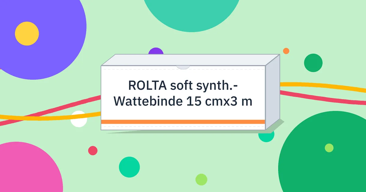 Symbolbild: Packung mit der Aufschrift ROLTA soft synth.-Wattebinde 15 cmx3 m (PZN 20691555) – Verfügbarkeit und Bezug in Apotheken in Frankfurt am Main
