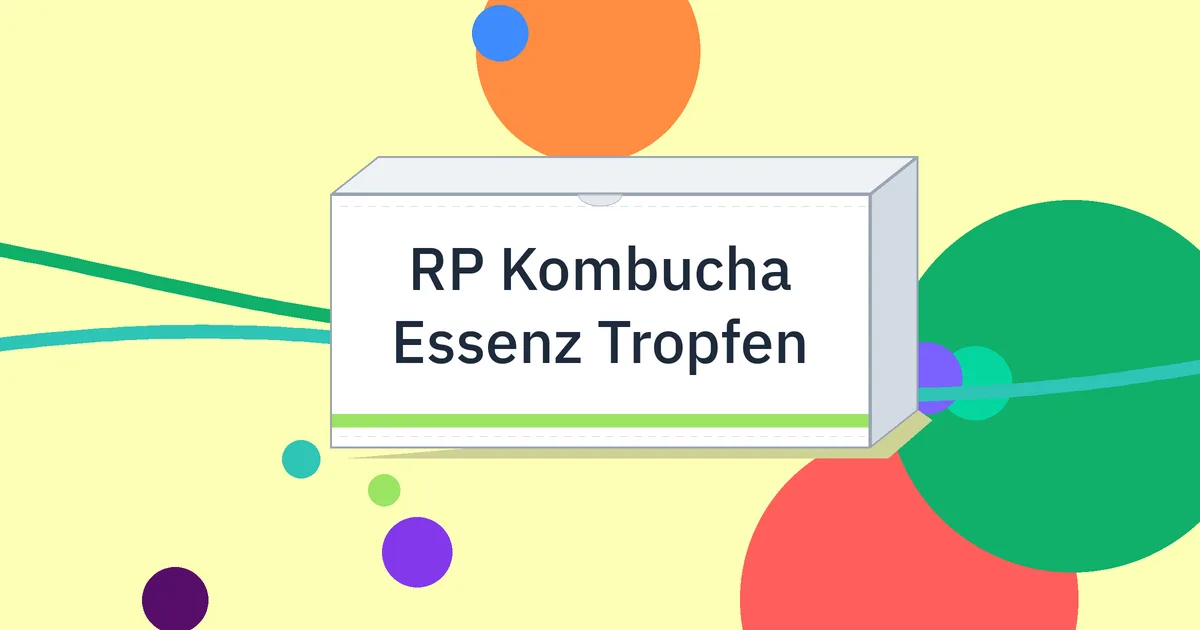 Symbolbild: Packung mit der Aufschrift RP Kombucha Essenz Tropfen (PZN 08603910) – Verfügbarkeit und Bezug in Apotheken in Frankfurt am Main