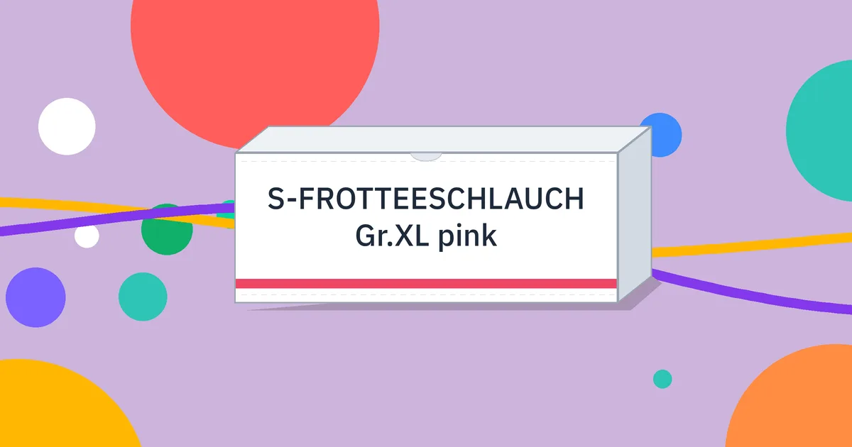 Symbolbild: Packung mit der Aufschrift S-FROTTEESCHLAUCH Gr.XL pink (PZN 18172405) – Verfügbarkeit und Bezug in Apotheken in Frankfurt am Main
