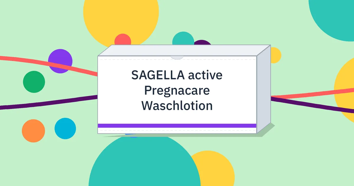 Symbolbild: Packung mit der Aufschrift SAGELLA active Pregnacare Waschlotion (PZN 07495602) – Verfügbarkeit und Bezug in Apotheken in Frankfurt am Main