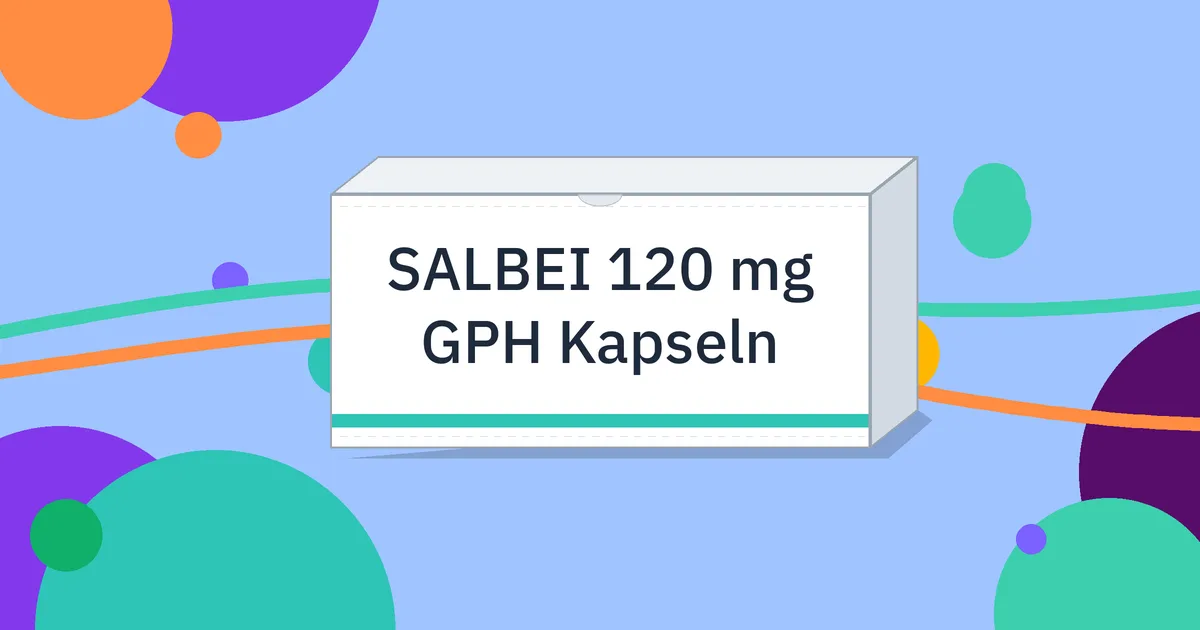 Symbolbild: Packung mit der Aufschrift SALBEI 120 mg GPH Kapseln (PZN 07351122) – Verfügbarkeit und Bezug in Apotheken in Frankfurt am Main