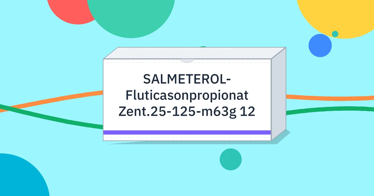 Symbolbild: Packung mit der Aufschrift SALMETEROL-Fluticasonpropionat Zent.25-125-m63g 12 (PZN 16957154) – Verfügbarkeit und Bezug in Apotheken in Frankfurt am Main