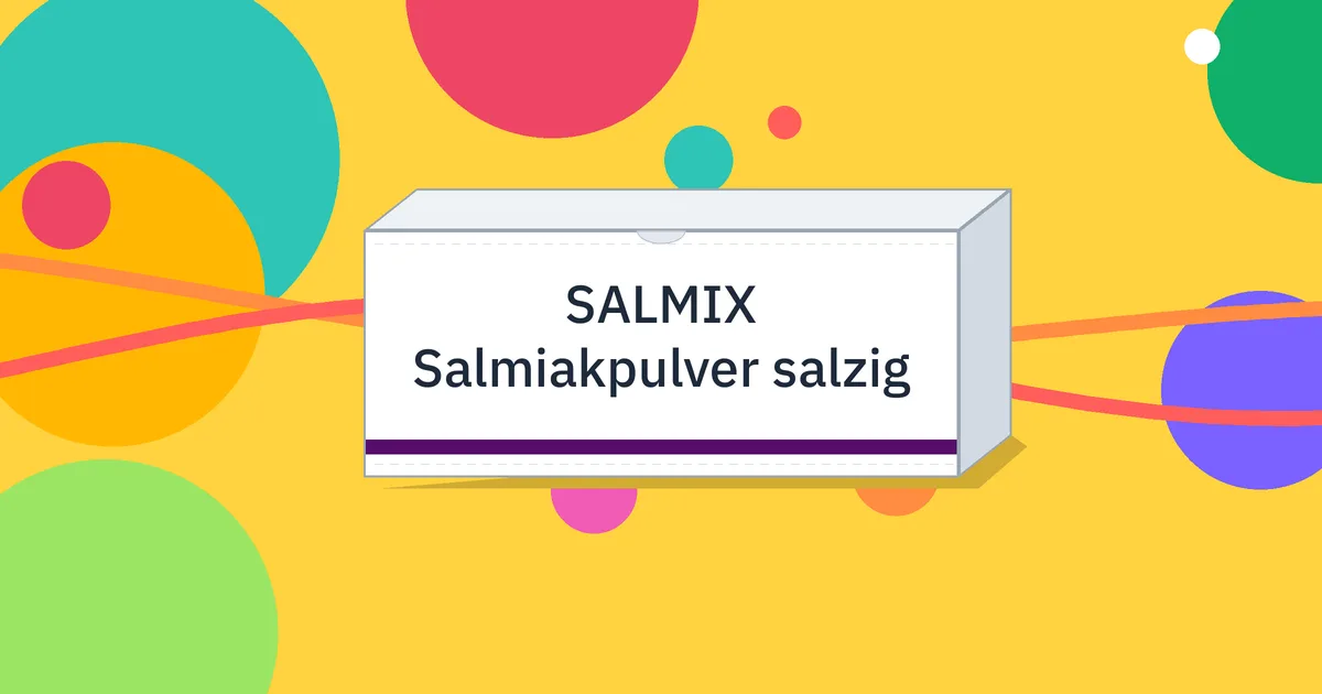 Symbolbild: Packung mit der Aufschrift SALMIX Salmiakpulver salzig (PZN 11350915) – Verfügbarkeit und Bezug in Apotheken in Frankfurt am Main