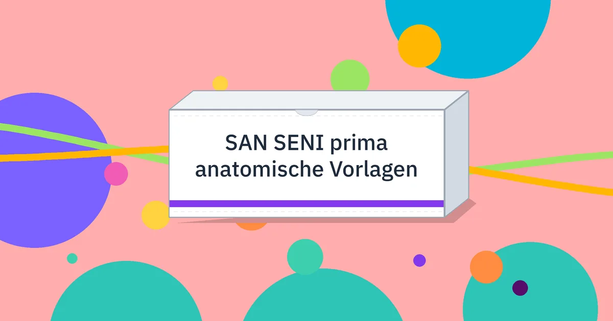 Symbolbild: Packung mit der Aufschrift SAN SENI prima anatomische Vorlagen (PZN 03123298) – Verfügbarkeit und Bezug in Apotheken in Frankfurt am Main