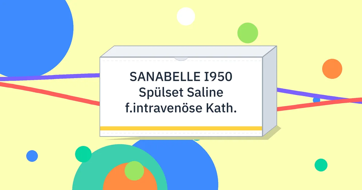 Symbolbild: Packung mit der Aufschrift SANABELLE I950 Spülset Saline f.intravenöse Kath. (PZN 10524603) – Verfügbarkeit und Bezug in Apotheken in Frankfurt am Main
