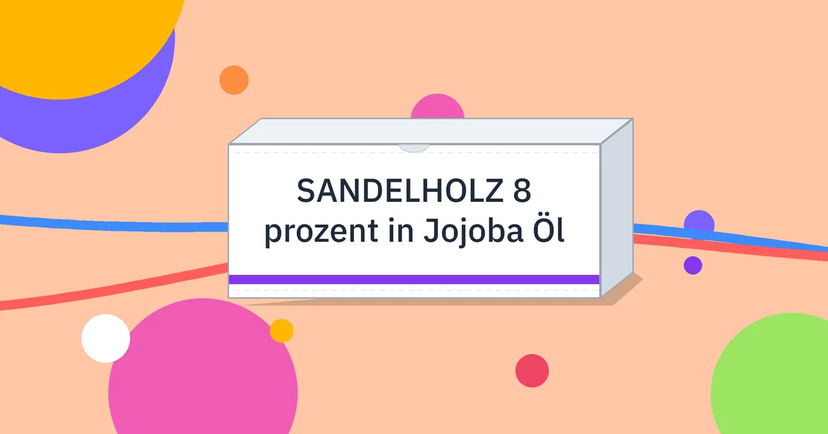 Symbolbild: Packung mit der Aufschrift SANDELHOLZ 8 prozent in Jojoba Öl (PZN 02525014) – Verfügbarkeit und Bezug in Apotheken in Frankfurt am Main