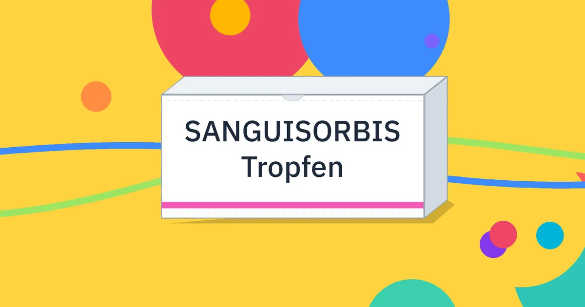 Symbolbild: Packung mit der Aufschrift SANGUISORBIS Tropfen (PZN 12495780) – Verfügbarkeit und Bezug in Apotheken in Frankfurt am Main