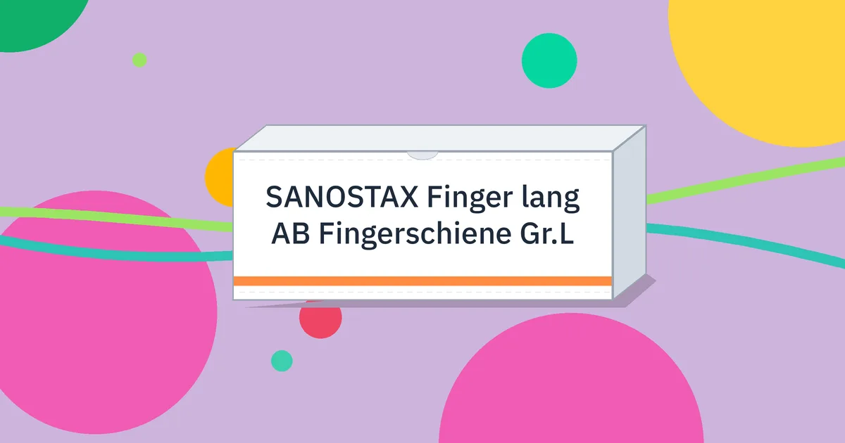 Symbolbild: Packung mit der Aufschrift SANOSTAX Finger lang AB Fingerschiene Gr.L (PZN 10197179) – Verfügbarkeit und Bezug in Apotheken in Frankfurt am Main
