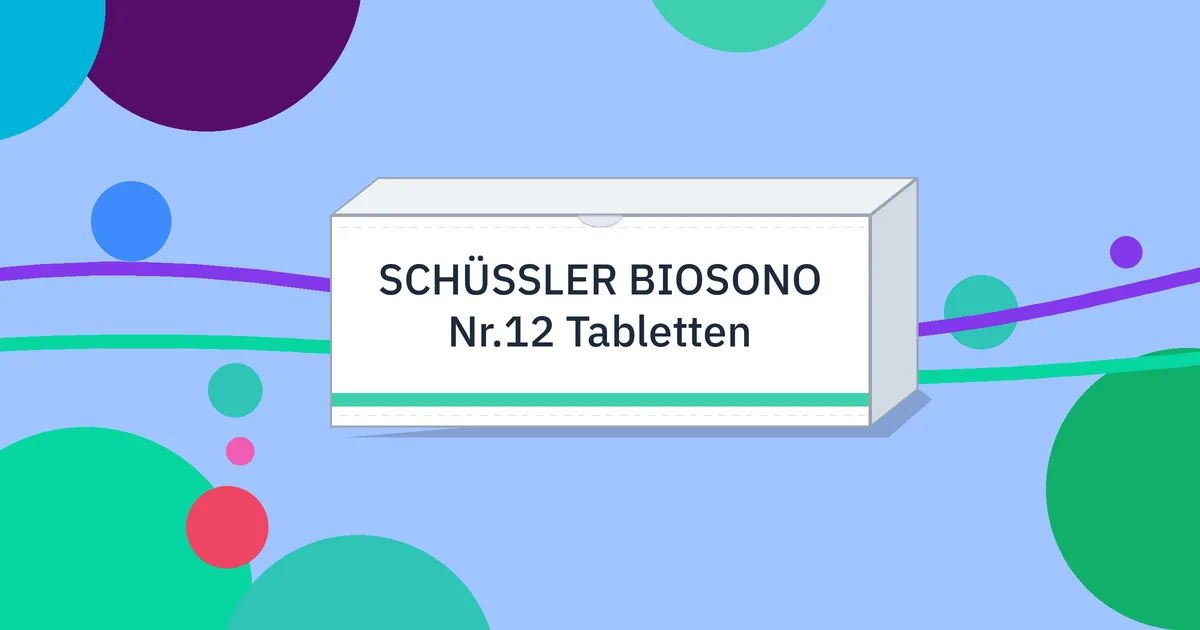 Symbolbild: Packung mit der Aufschrift SCHÜSSLER BIOSONO Nr.12 Tabletten (PZN 06177277) – Verfügbarkeit und Bezug in Apotheken in Frankfurt am Main